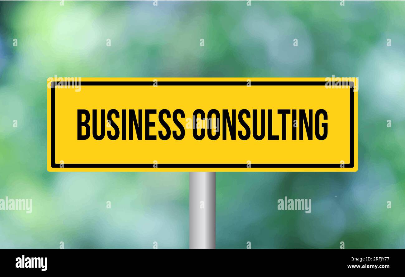 Business consulting road sign on blur background Stock Photo - Alamy