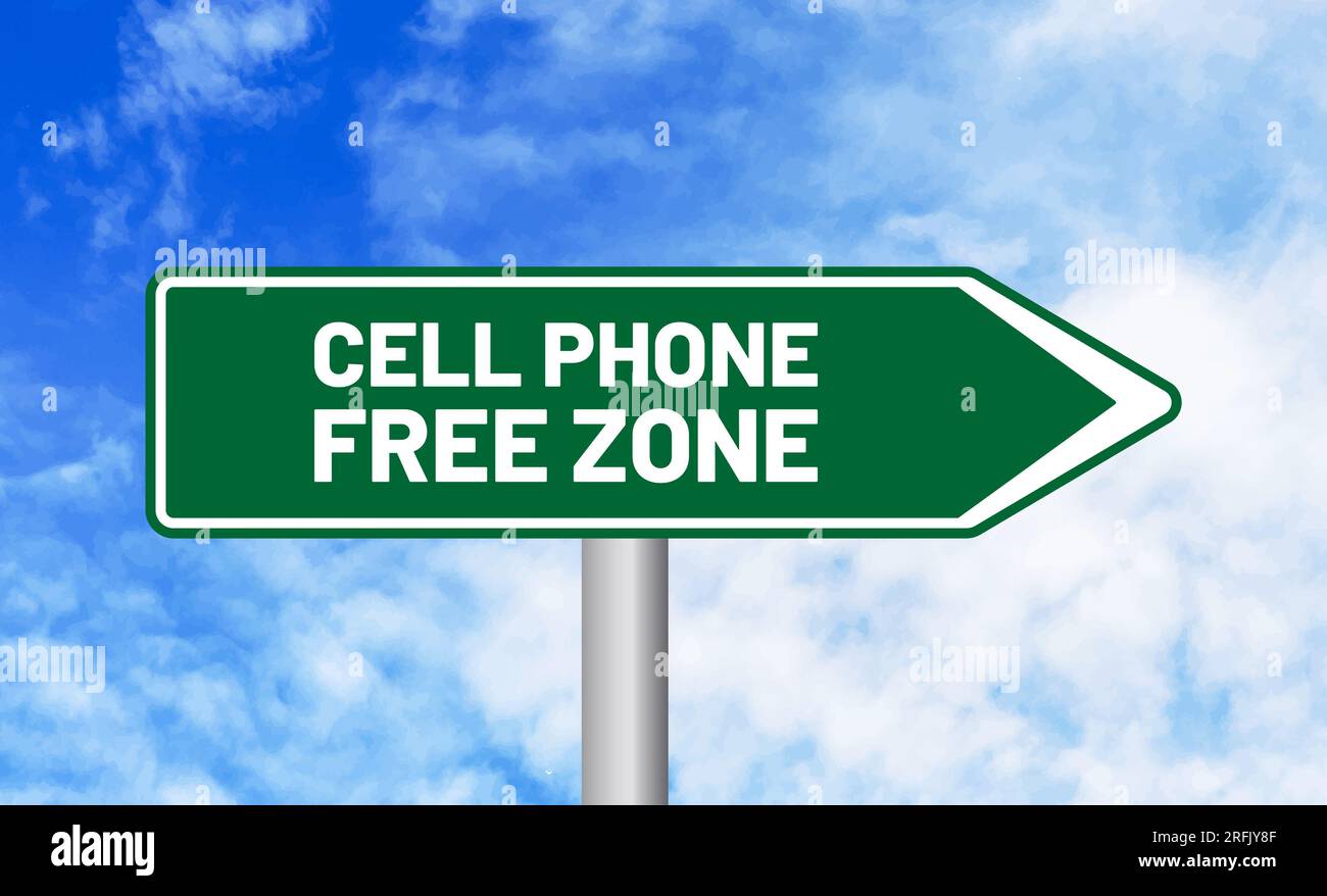 Cell phone free zone road sign on sky background Stock Photo - Alamy