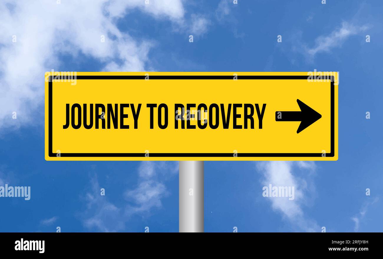 Journey to recovery road sign on sky background Stock Photo - Alamy