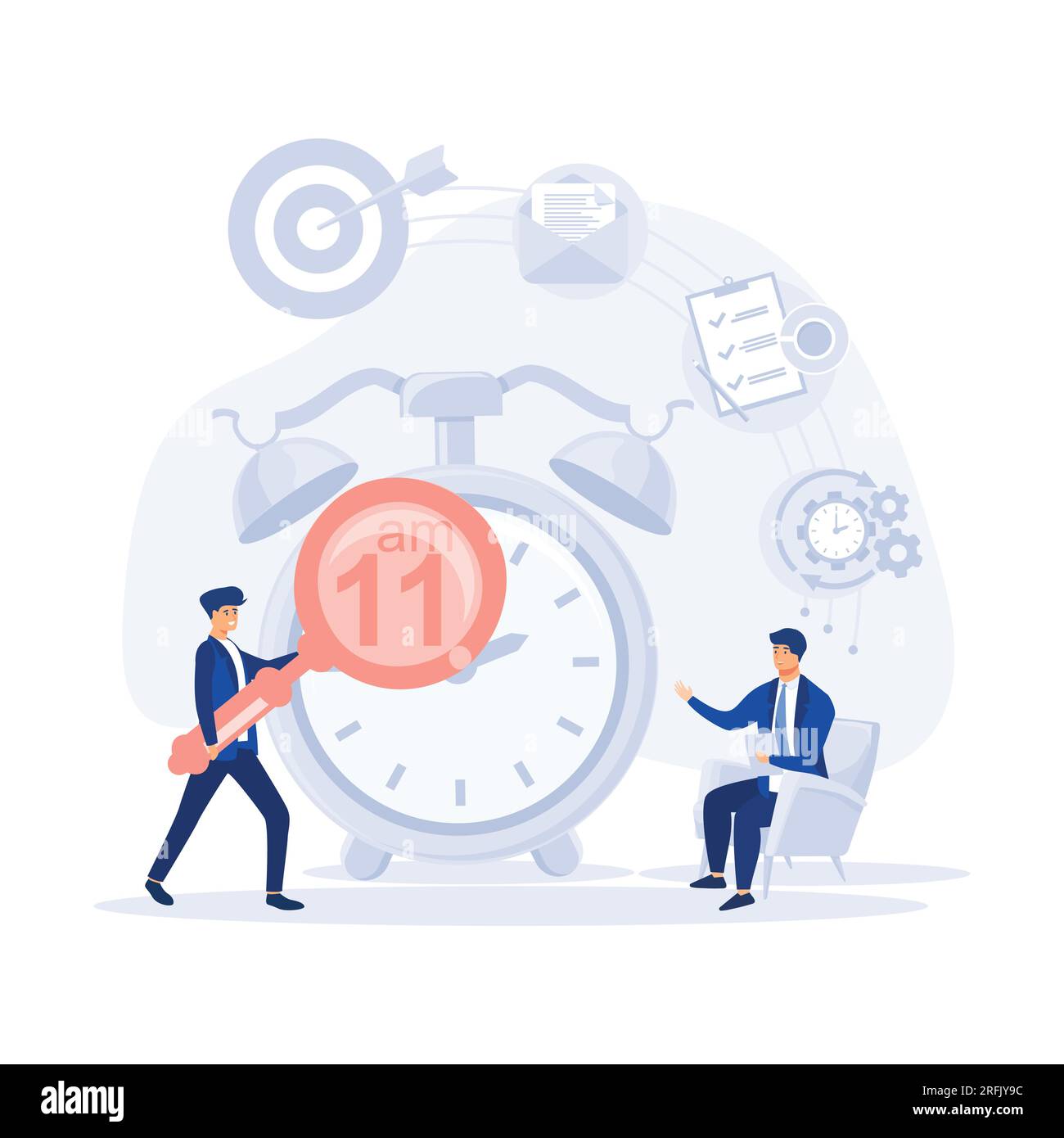 Businessman Talking Time Management Business Strategy Illustration ...