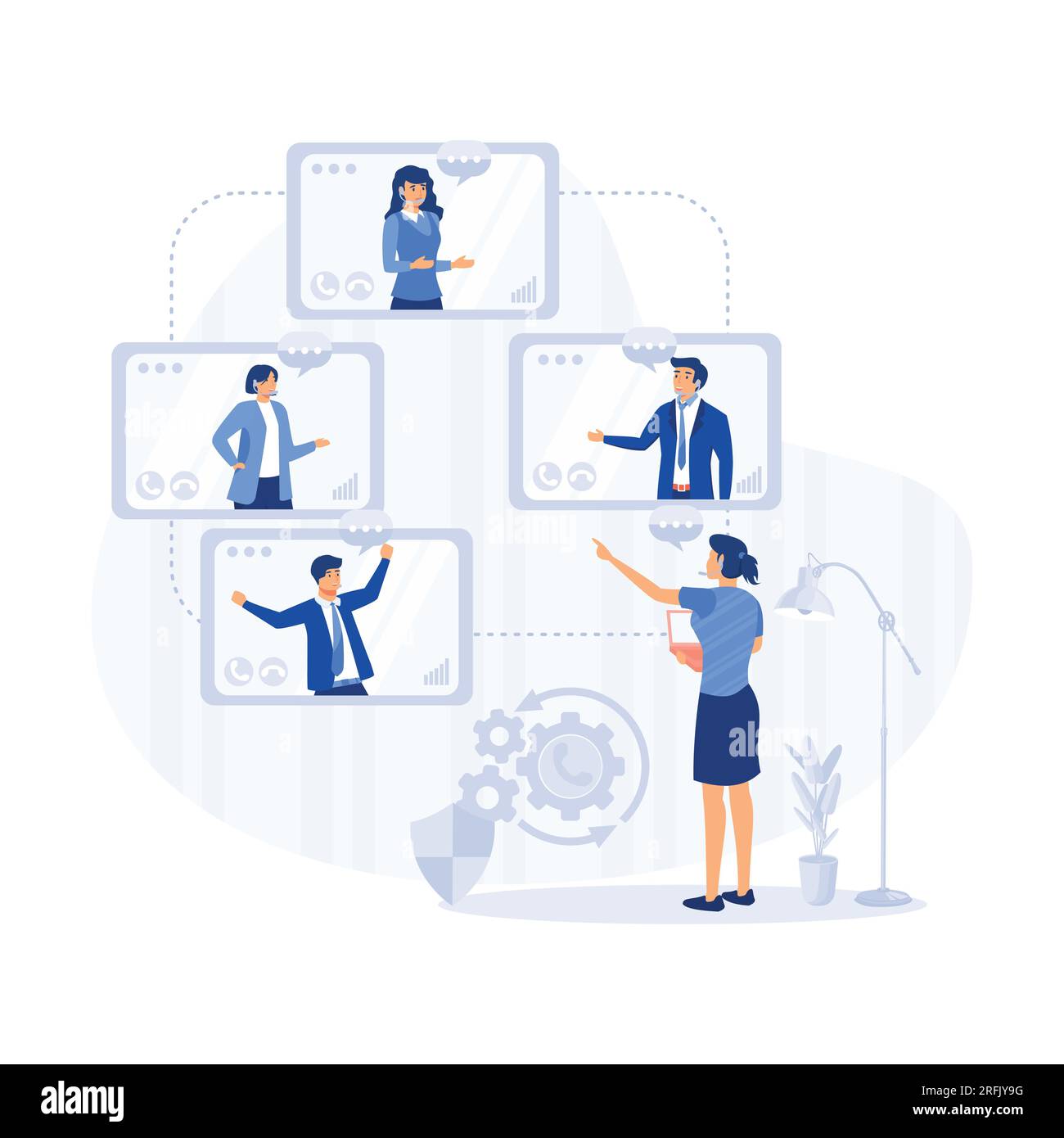 Business people video conferencing Stock Vector Images - Alamy