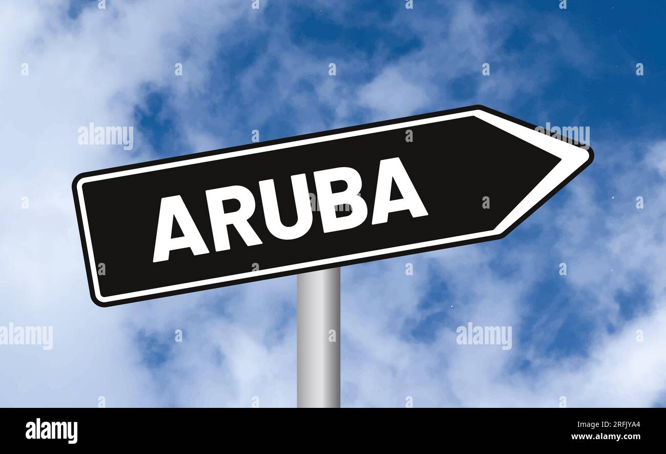 Aruba road sign on blue sky background Stock Photo - Alamy