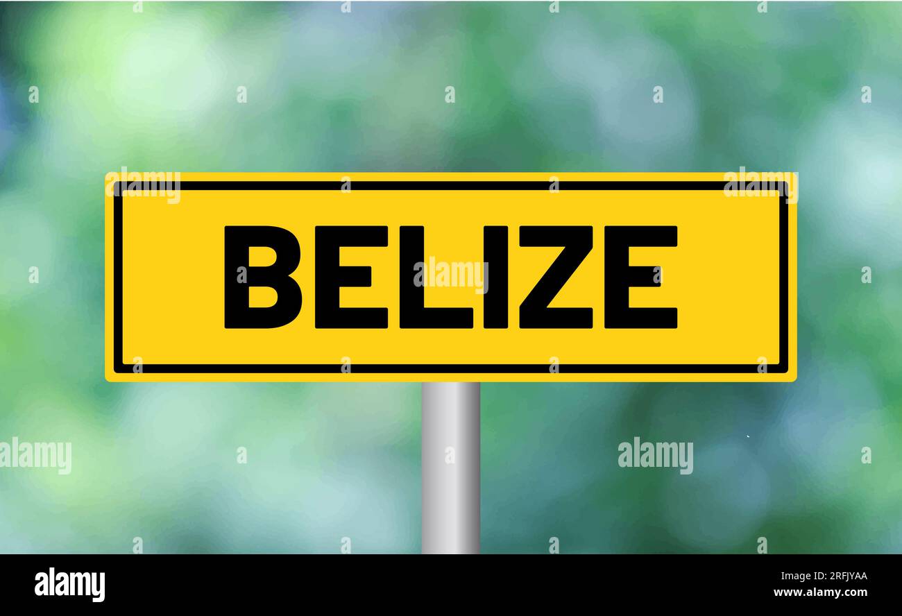 Belize road sign on blur background Stock Photo - Alamy