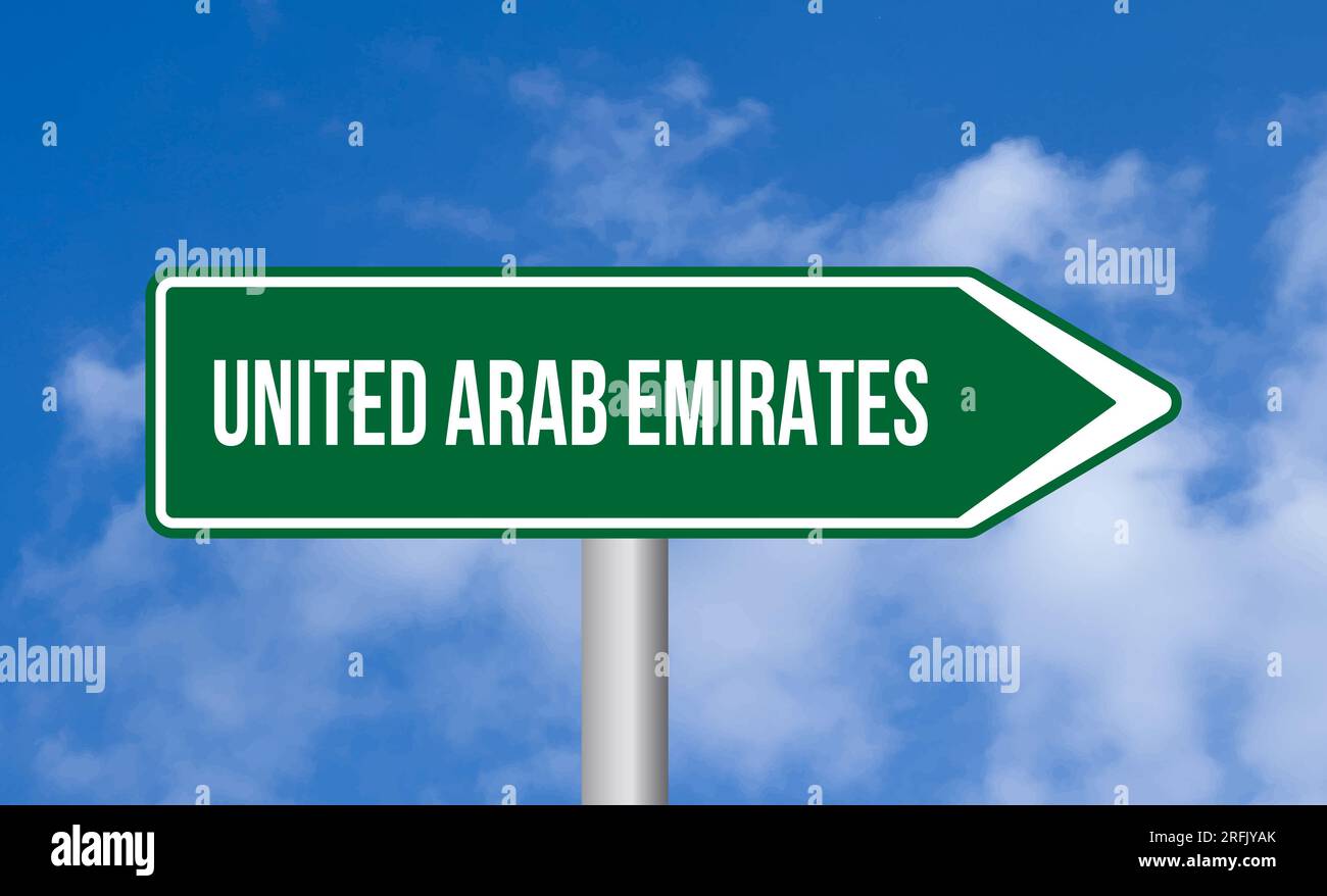 United Arab Emirates road sign on sky background Stock Photo - Alamy