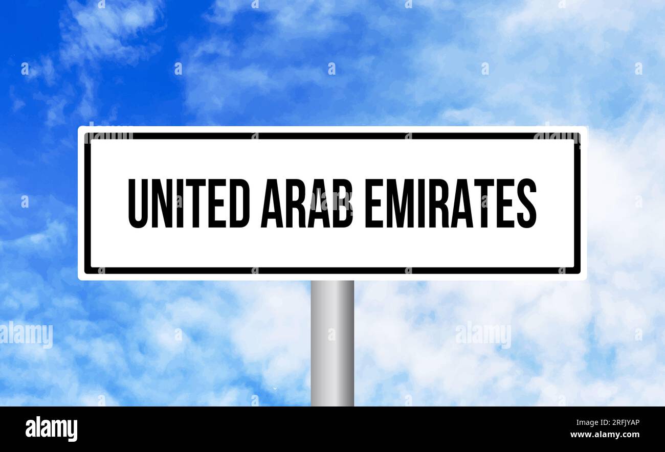United Arab Emirates road sign on sky background Stock Photo - Alamy