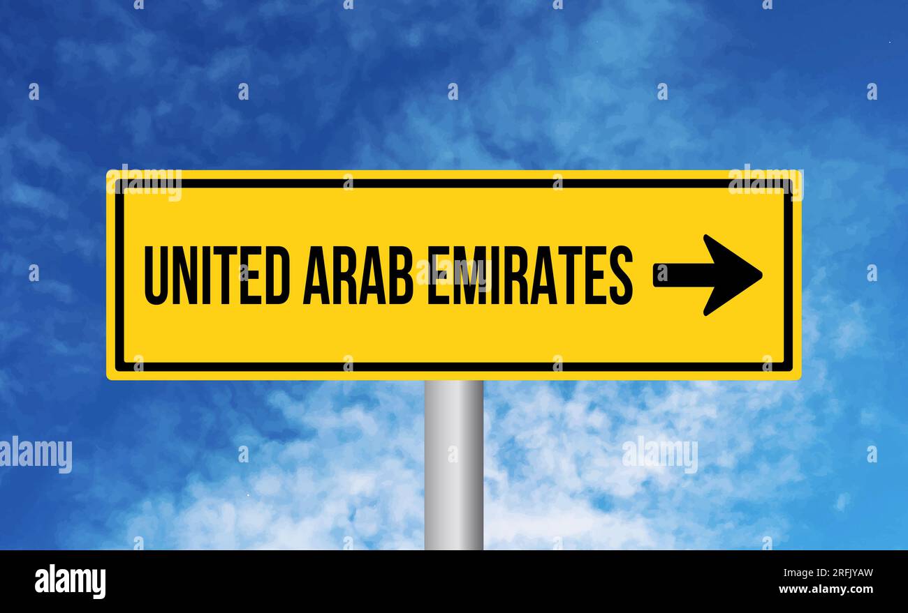 United Arab Emirates road sign on sky background Stock Photo - Alamy
