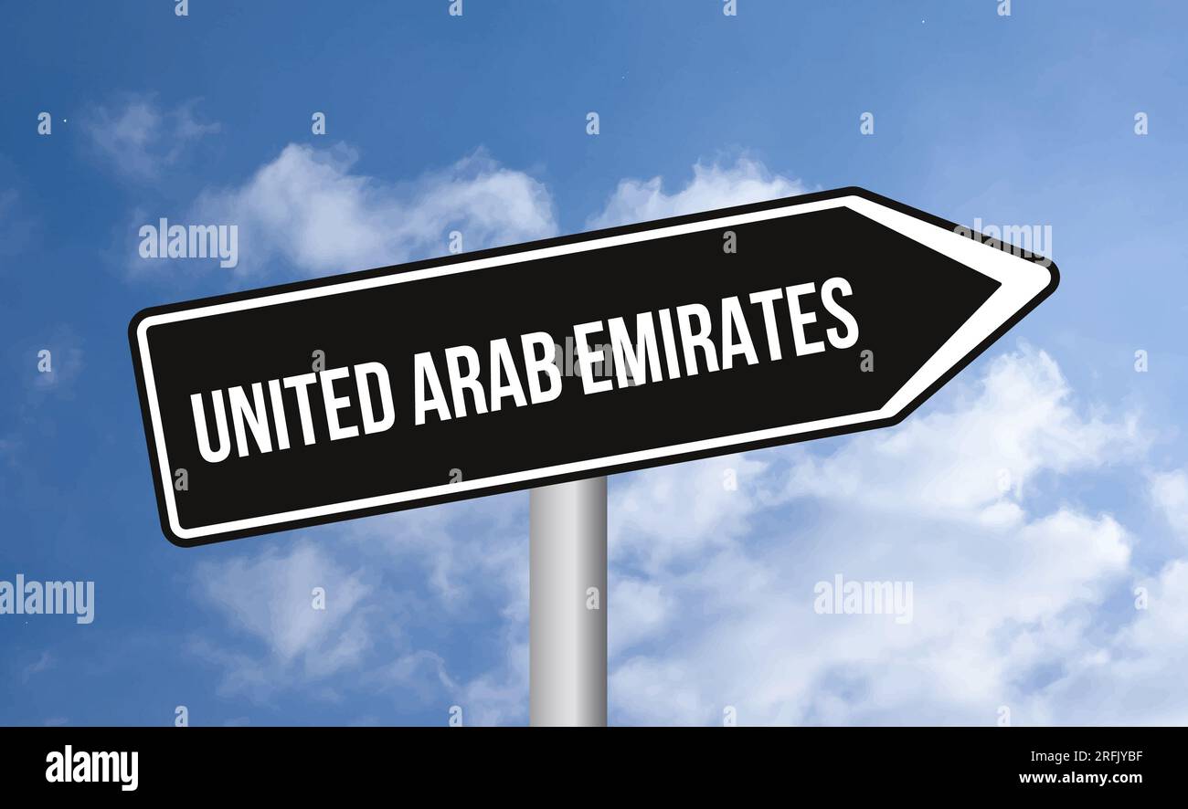 United Arab Emirates road sign on sky background Stock Photo - Alamy