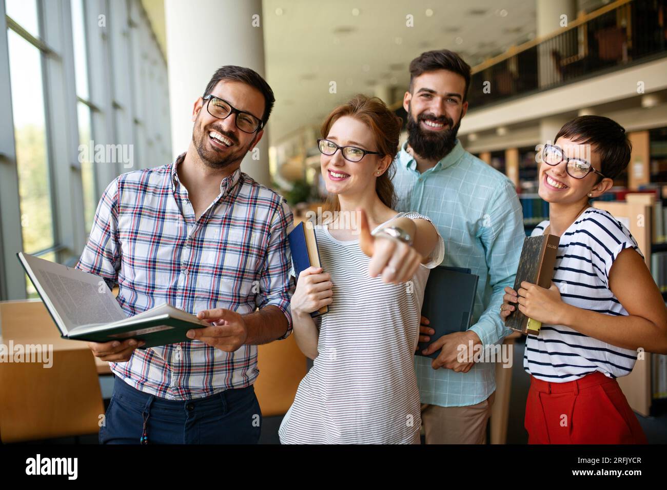 Education campus friendship people concept. Group of happy students ...