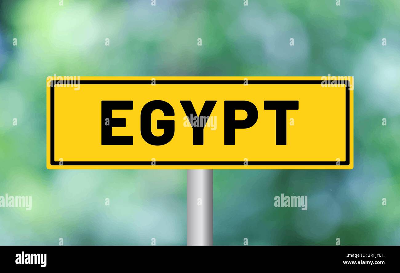 Egypt road sign on blur background Stock Photo - Alamy