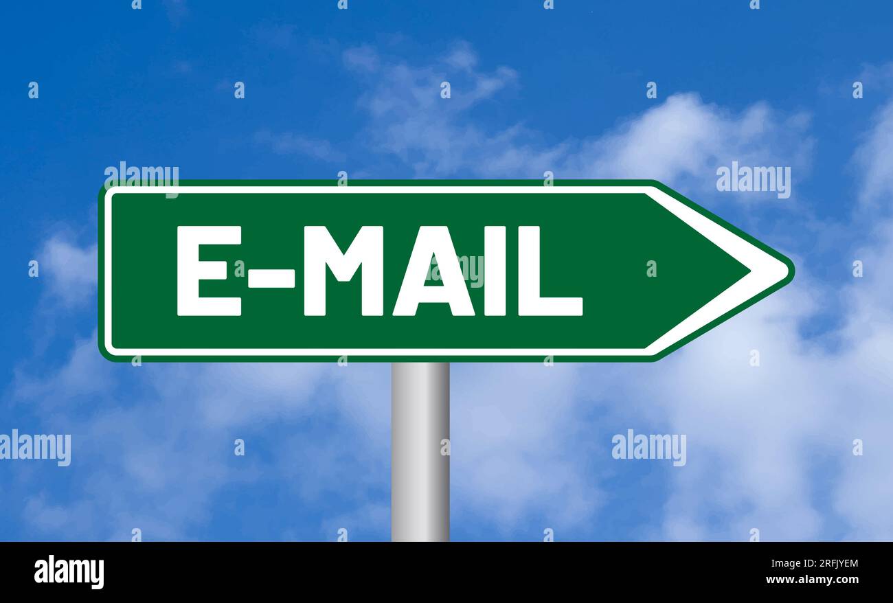 Email road sign on sky background Stock Photo - Alamy
