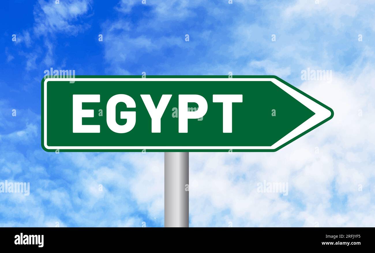 Egypt road sign on cloudy sky background Stock Photo - Alamy