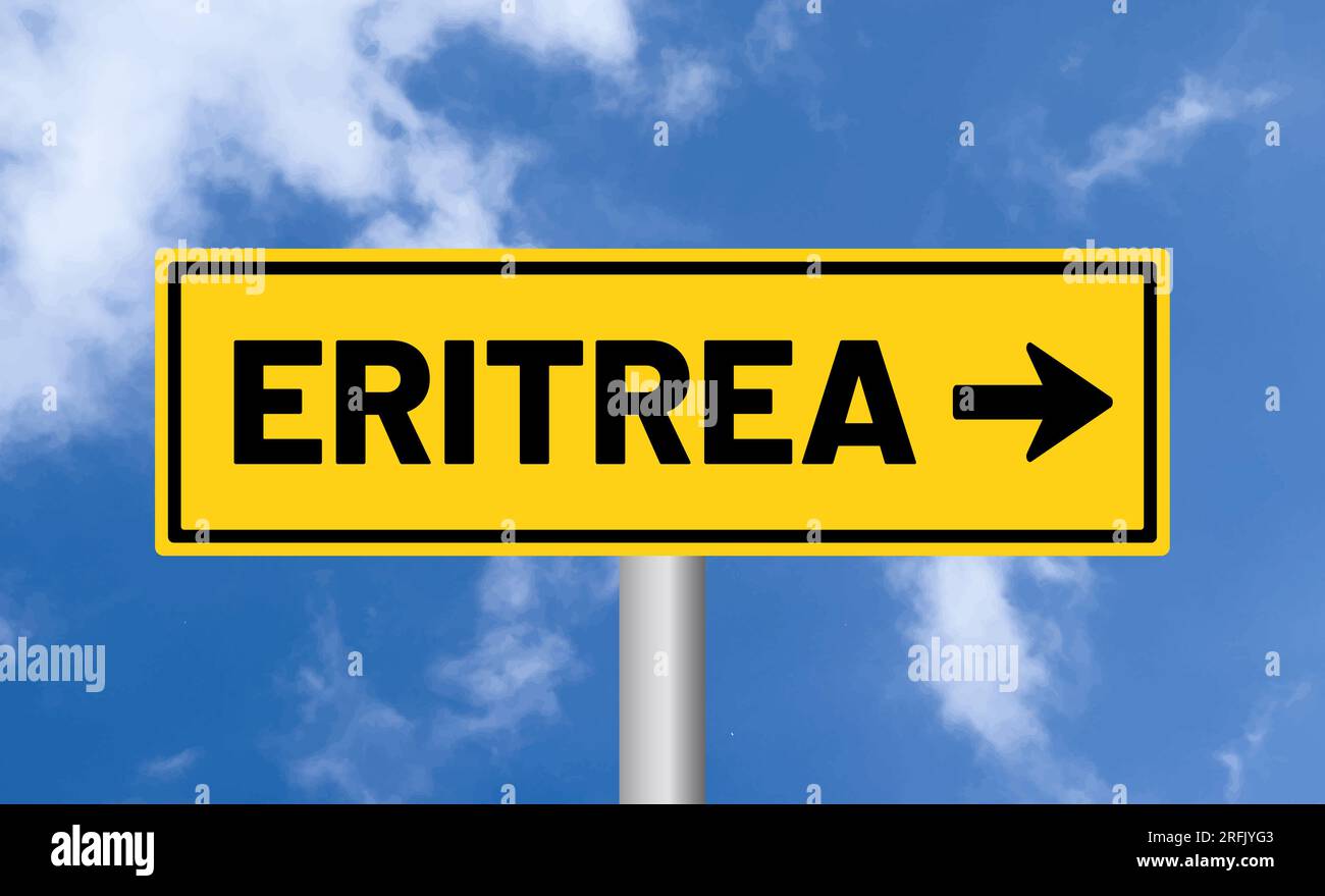 Eritrea road sign on blue sky background Stock Photo - Alamy