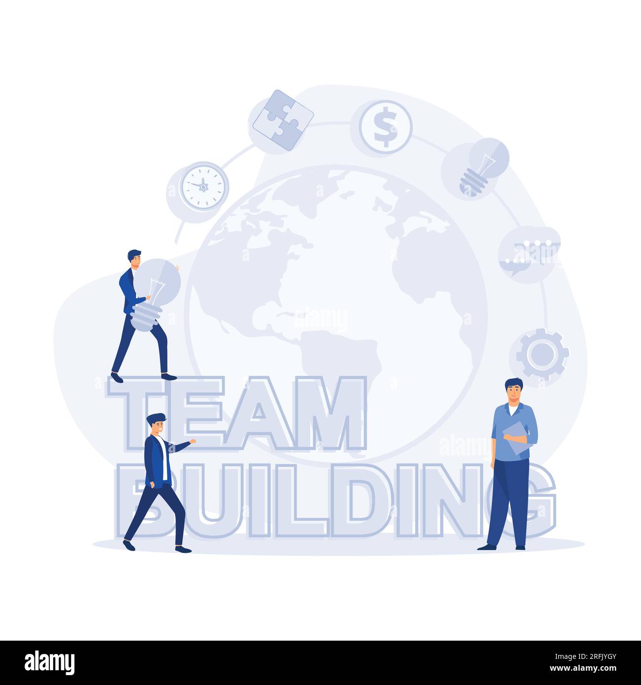 team building people business concept with big words and people ...