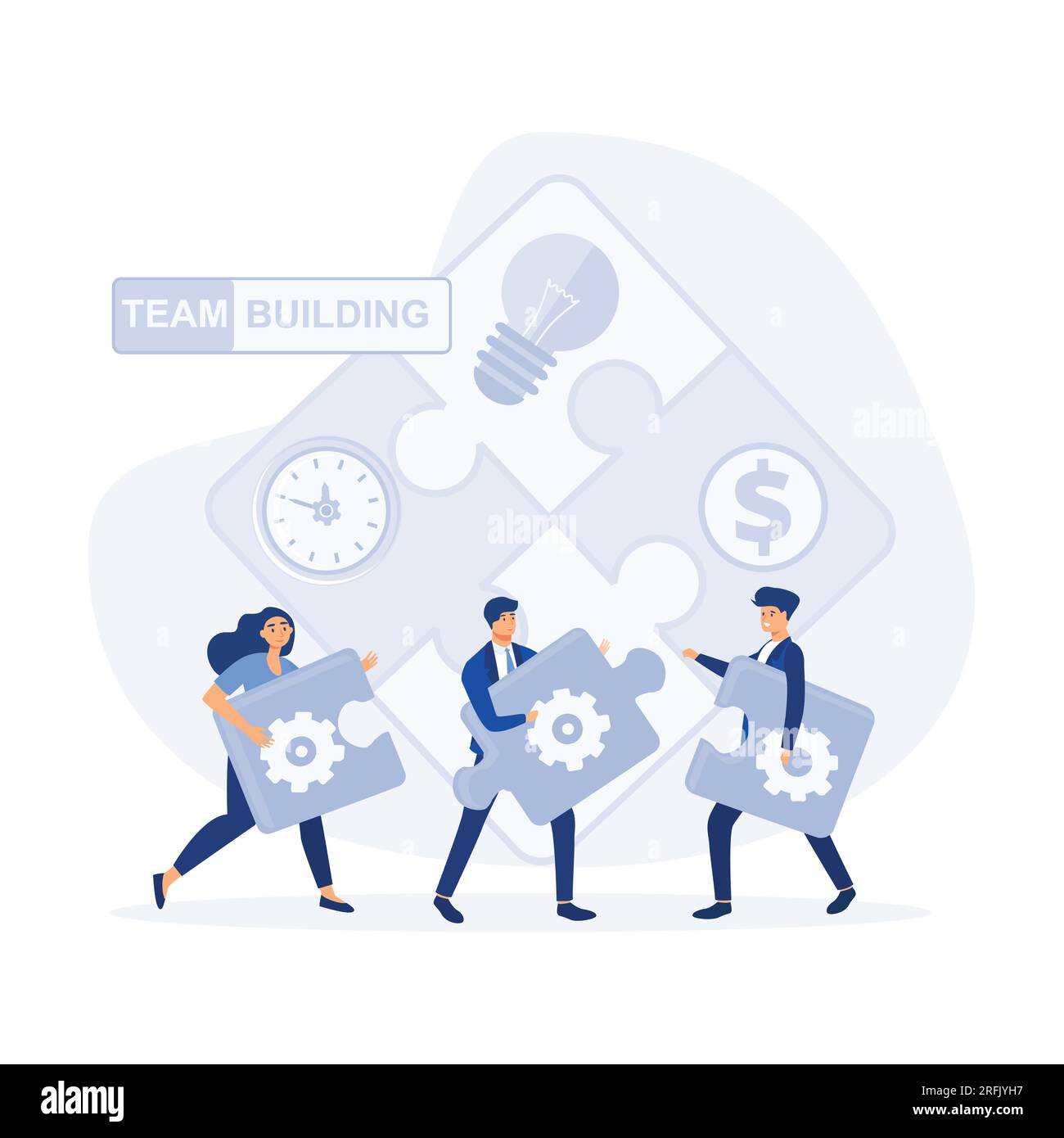 People working together. Workflow, teamwork, cooperation, partnership, flat vector modern ...