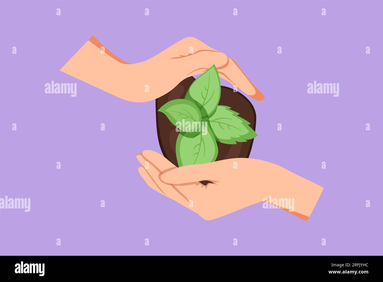 Character flat drawing of ecology sapling tree growing up and planting ...