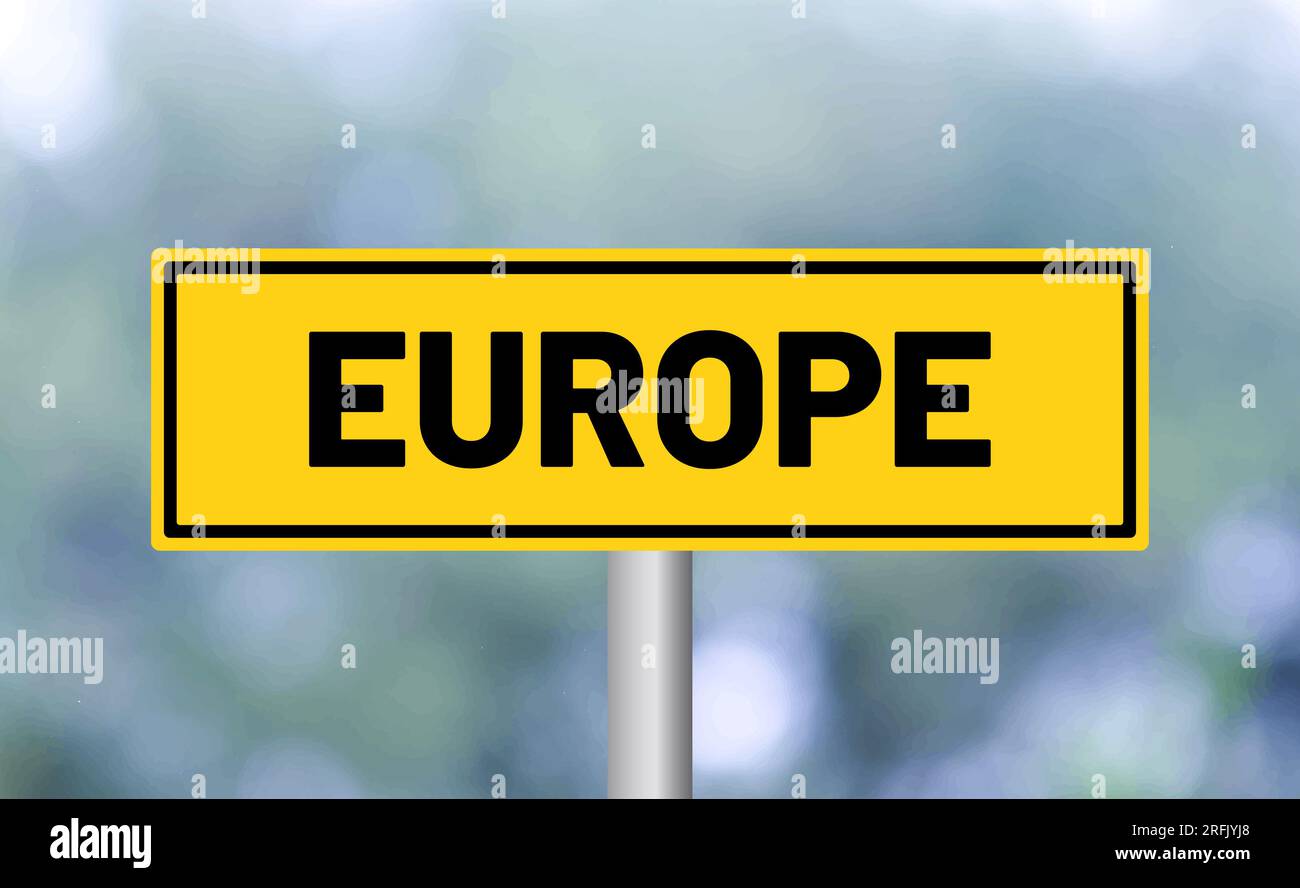 Europe road sign on blur background Stock Photo - Alamy