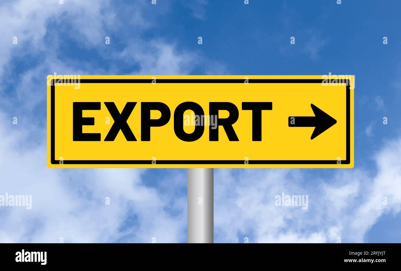 Export road sign on sky background Stock Photo - Alamy