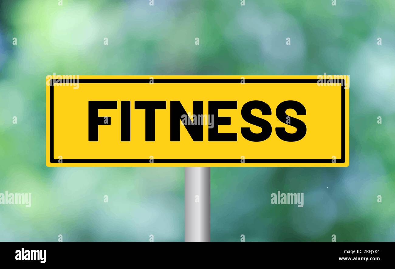 Fitness road sign on blur background Stock Photo - Alamy
