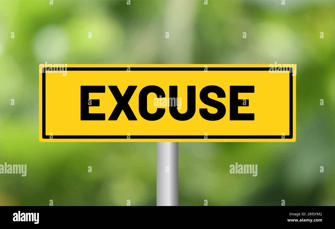 Excuse road sign on blur background Stock Photo - Alamy