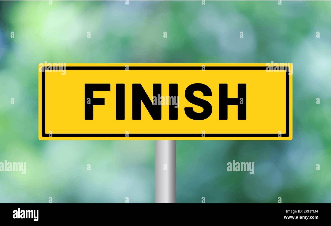 Finish road sign on blur background Stock Photo - Alamy