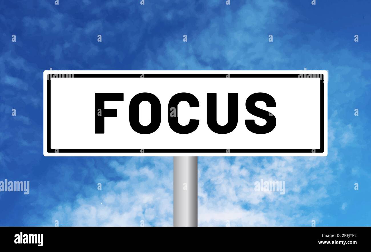 Focus road sign on sky background Stock Photo - Alamy