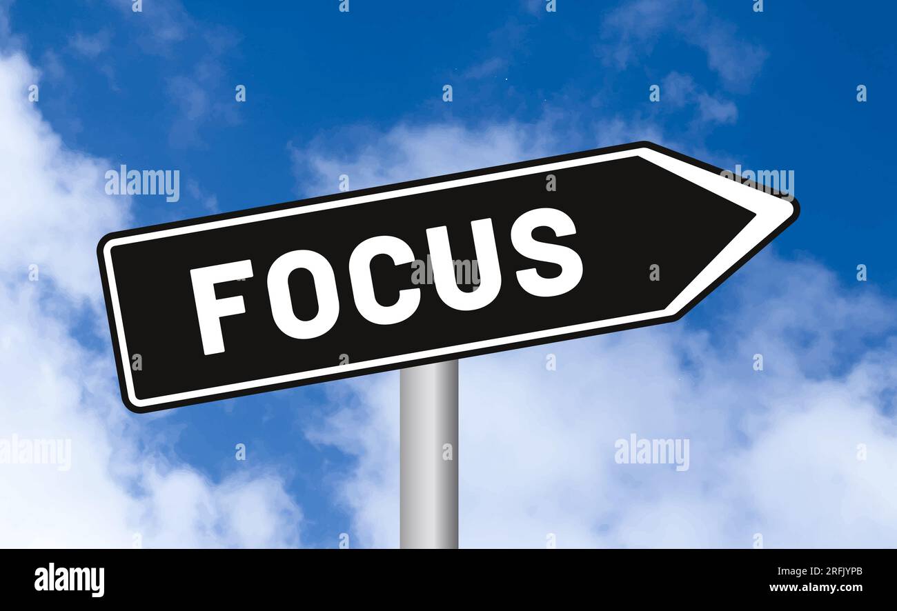 Focus road sign on sky background Stock Photo - Alamy