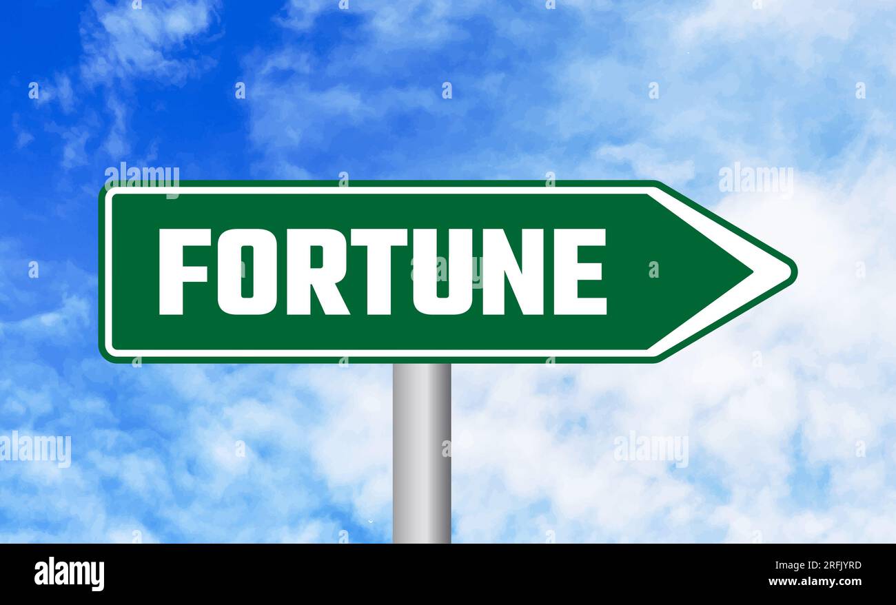 Fortune road sign on blue sky background Stock Photo - Alamy