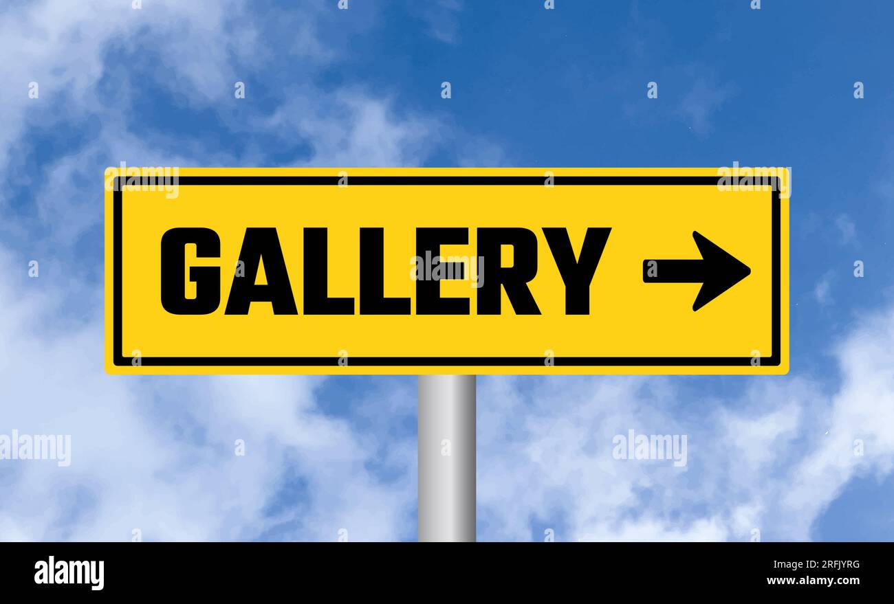 Gallery road sign on sky background Stock Photo - Alamy