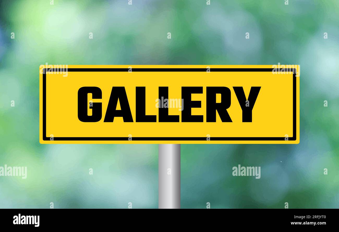 Gallery road sign on blur background Stock Photo - Alamy