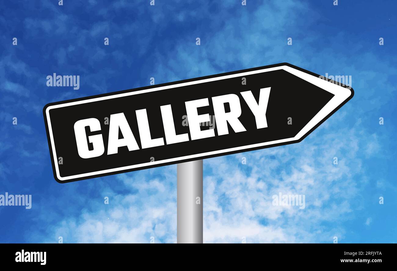 Gallery road sign on sky background Stock Photo - Alamy