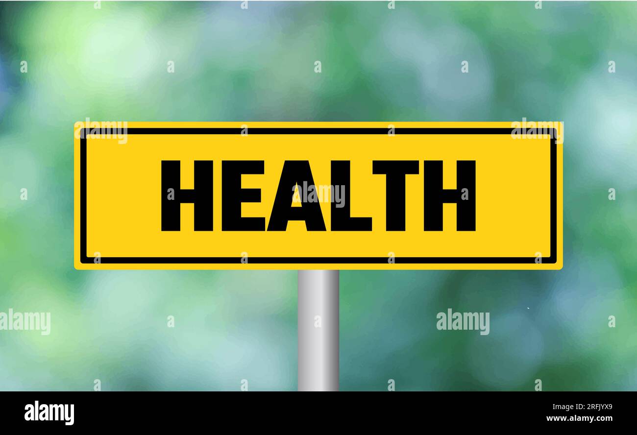 Health road sign on blur background Stock Photo - Alamy