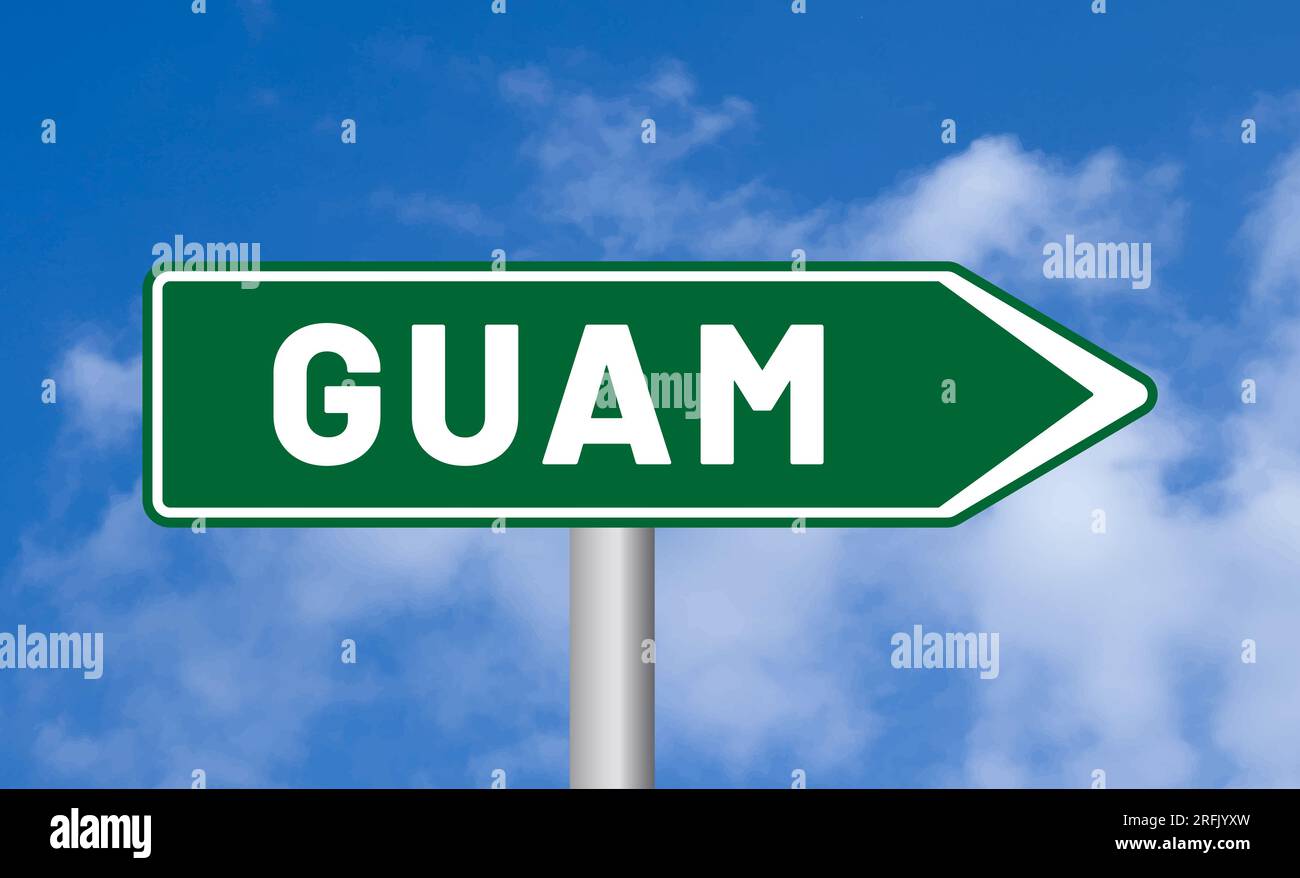 Guam road sign on sky background Stock Photo - Alamy