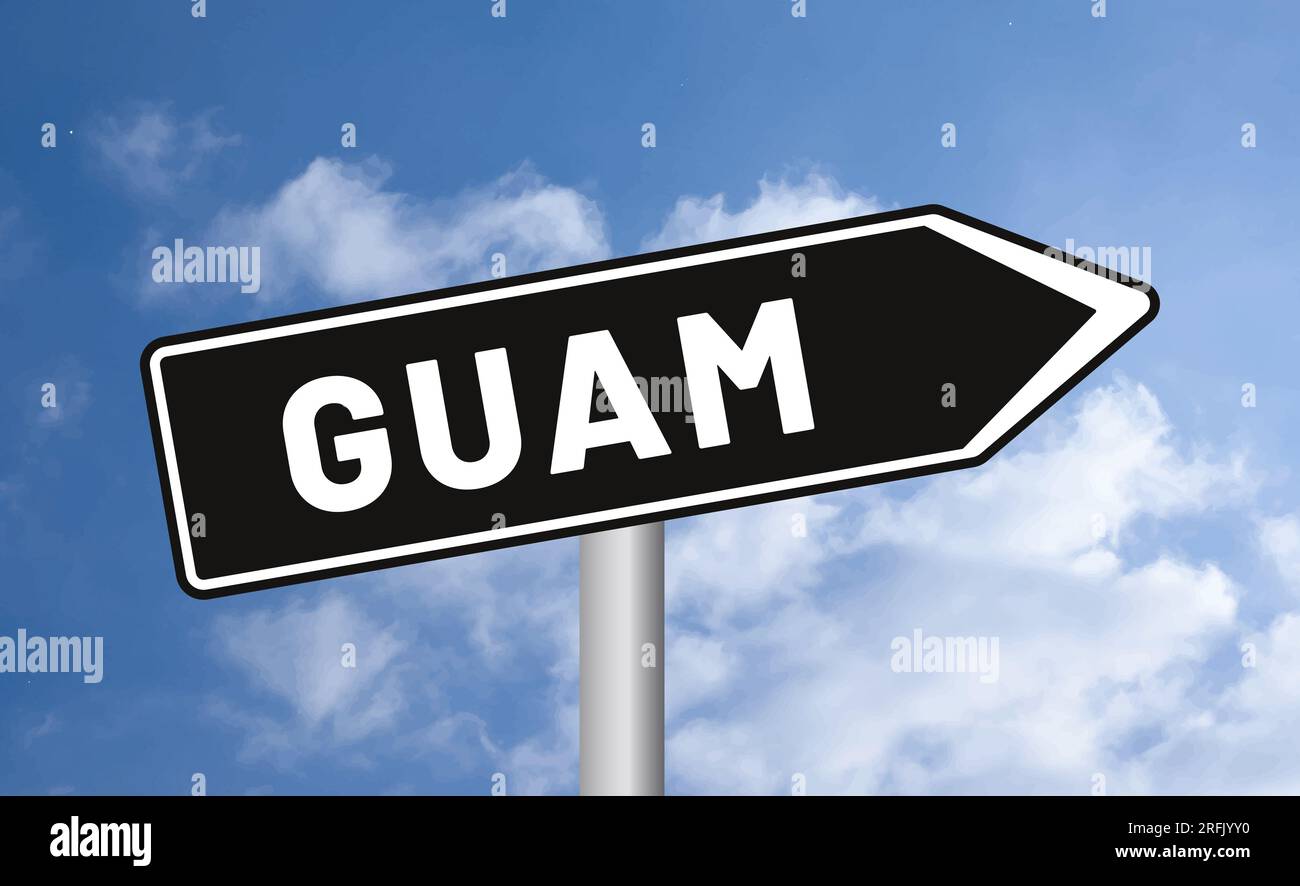 Guam road sign on sky background Stock Photo - Alamy