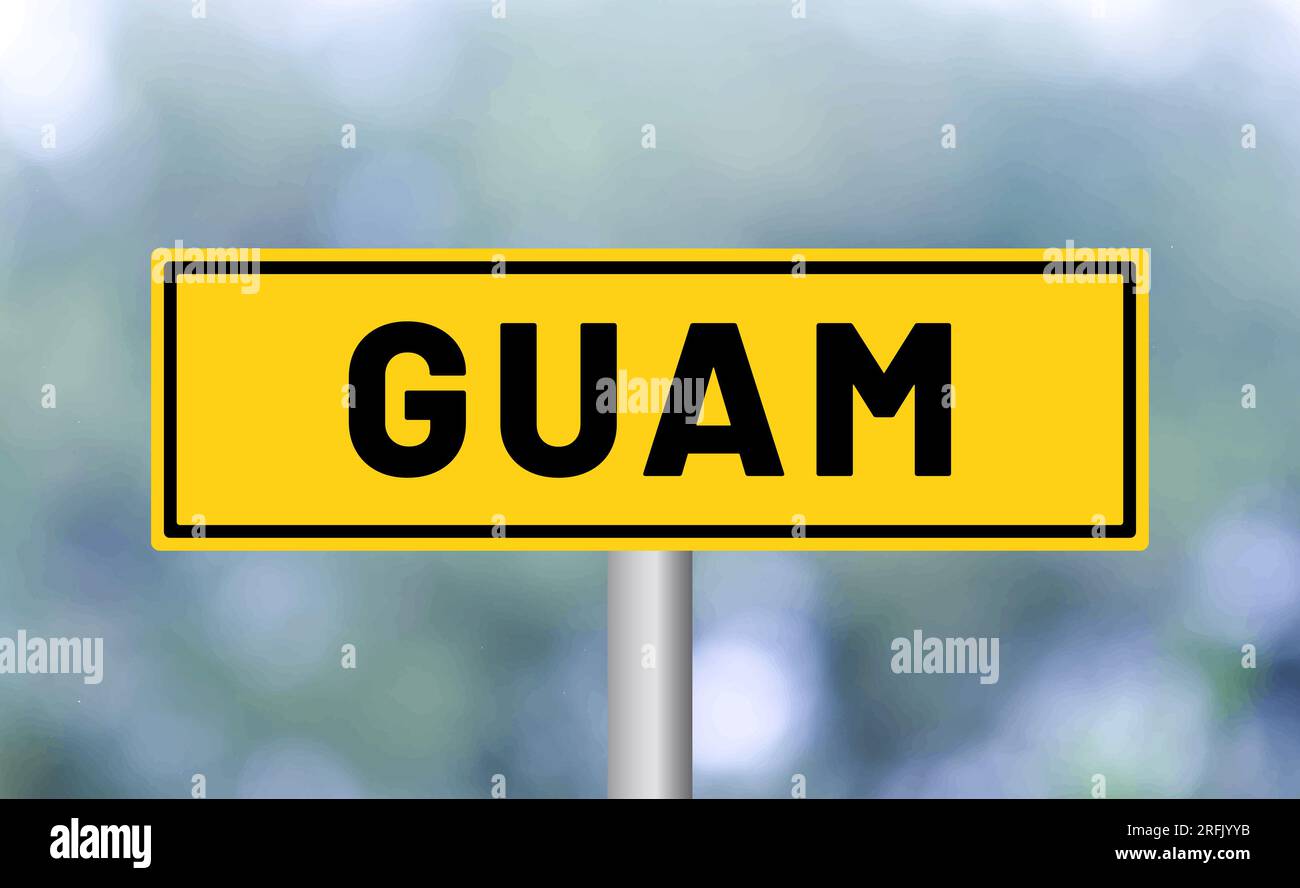 Guam road sign on blur background Stock Photo - Alamy