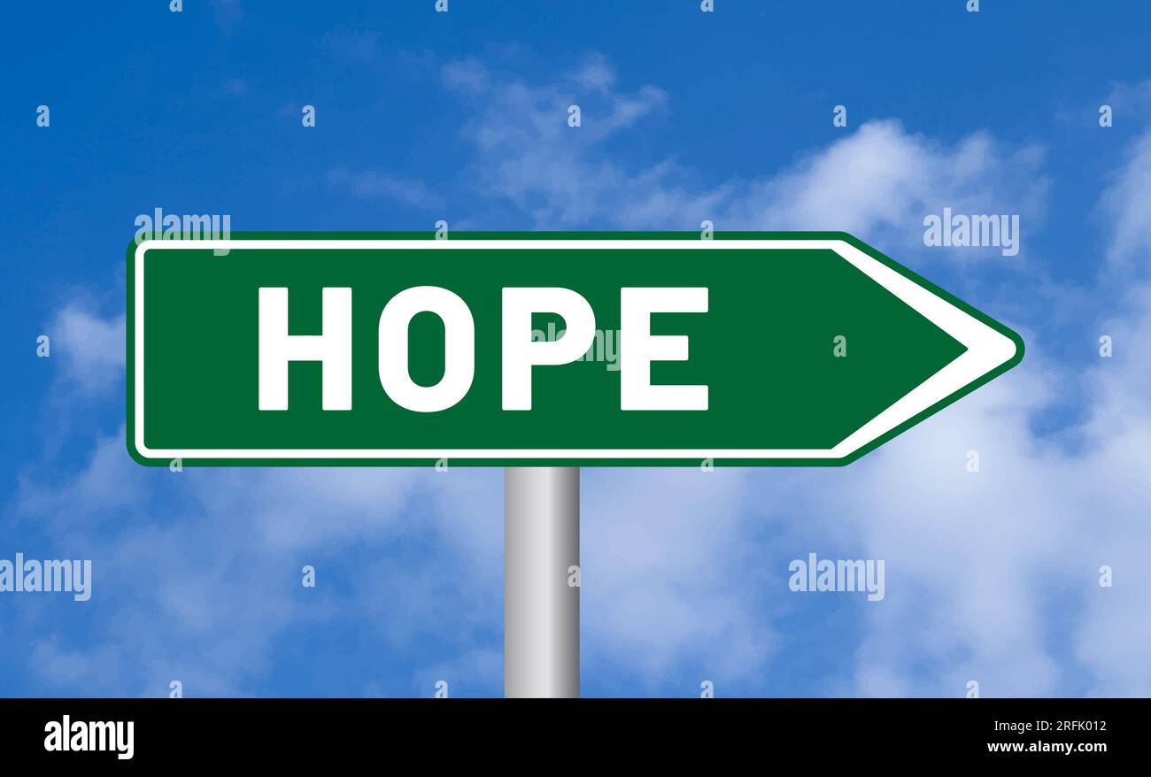 Hope road sign on cloudy sky background Stock Photo - Alamy