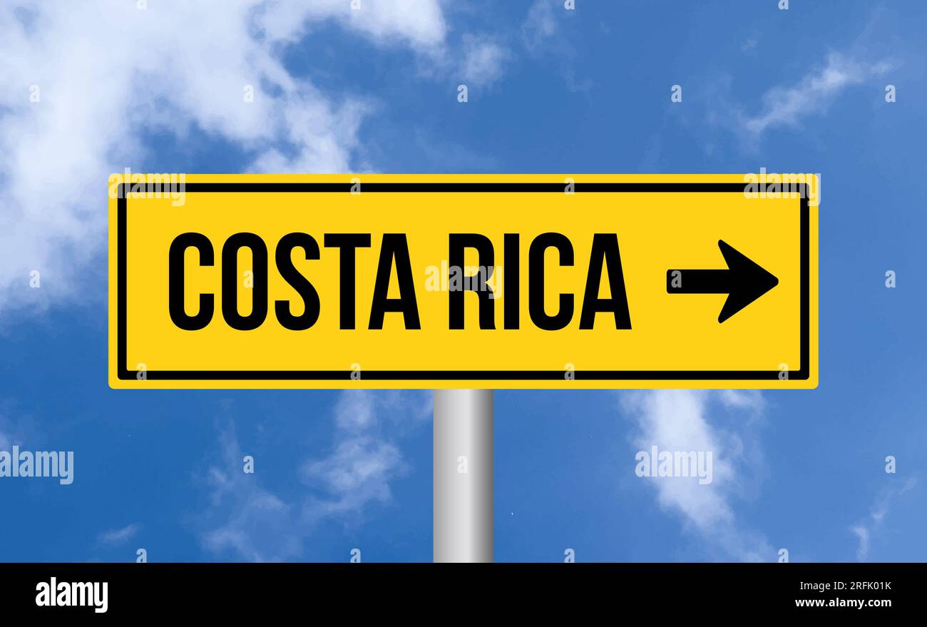 Costa rica road sign on cloudy sky background Stock Photo - Alamy