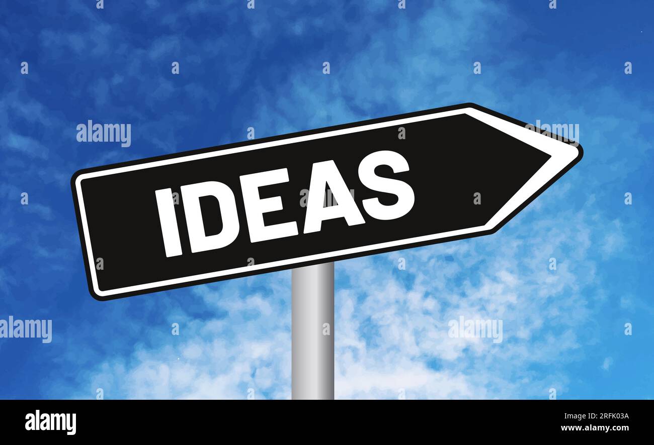 Ideas road sign on sky background Stock Photo - Alamy