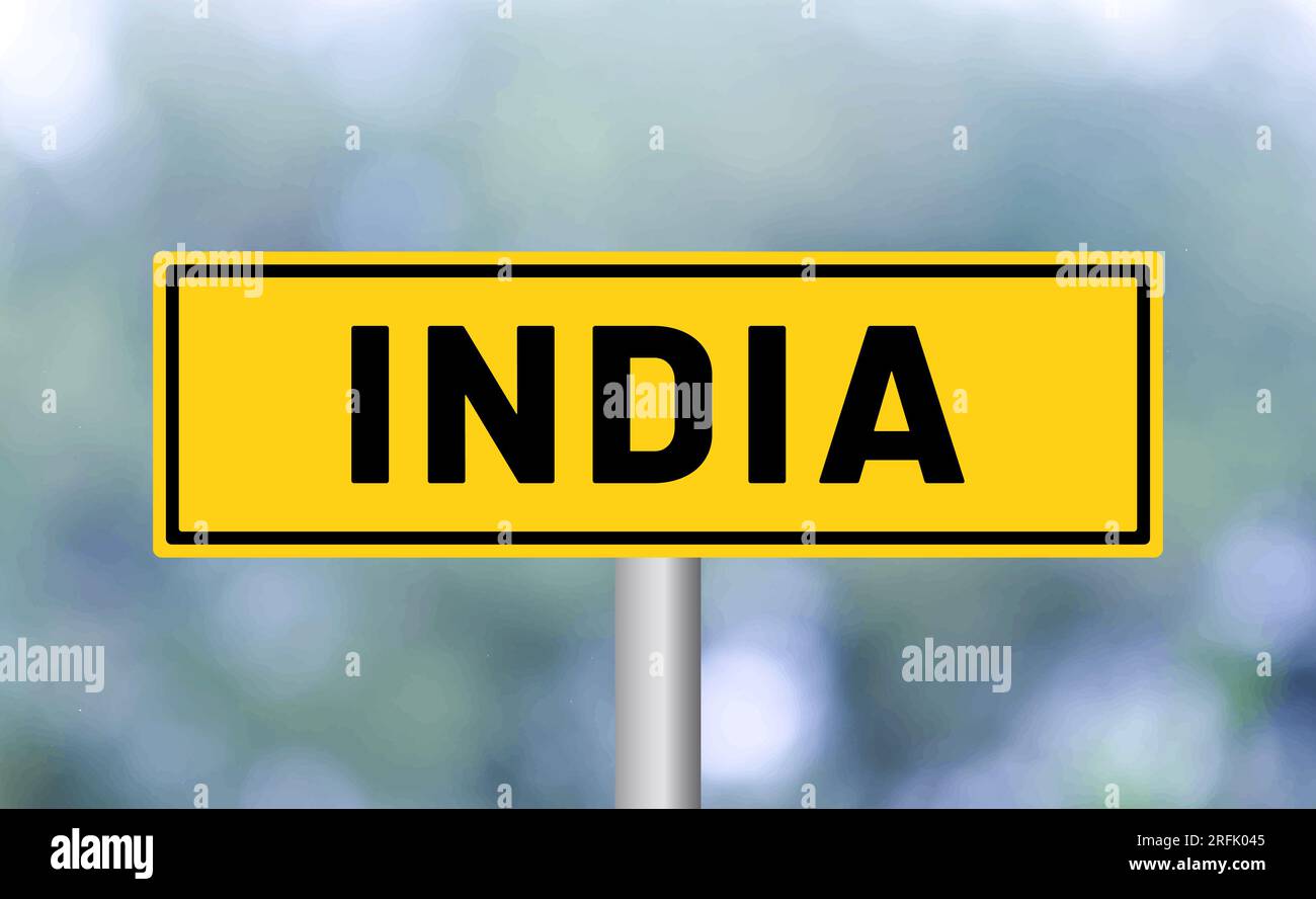 India road sign on blur background Stock Photo - Alamy