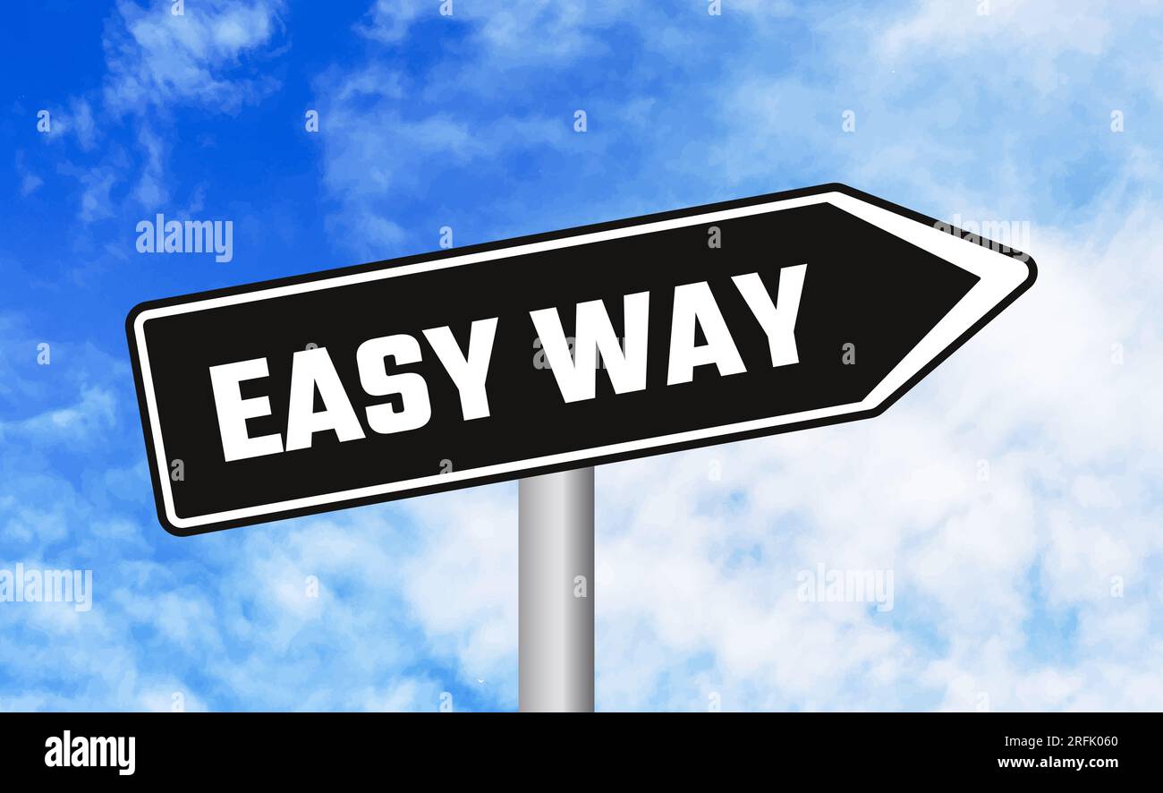 Easy way road sign on blue sky background Stock Photo - Alamy