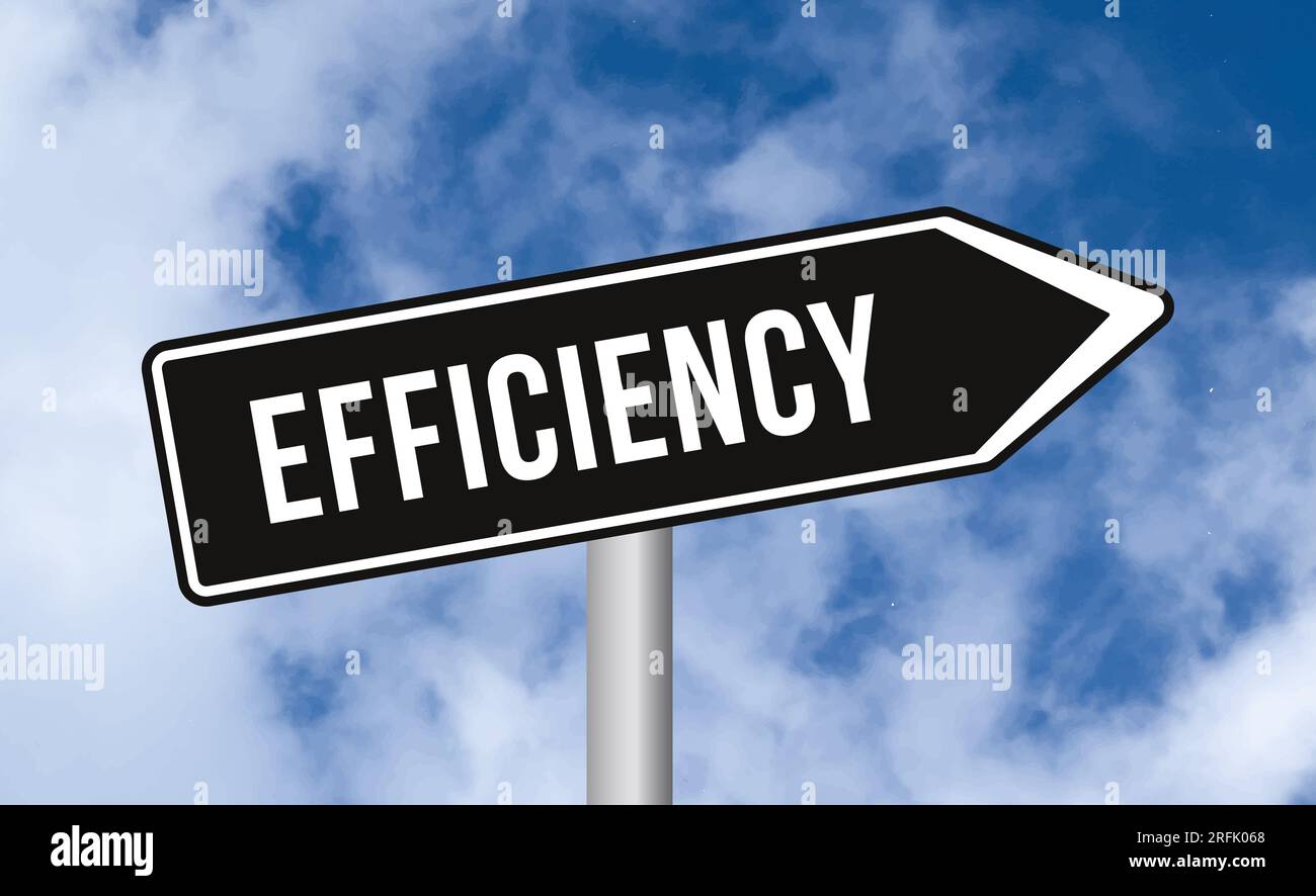 Efficiency road sign on cloudy sky background Stock Photo - Alamy