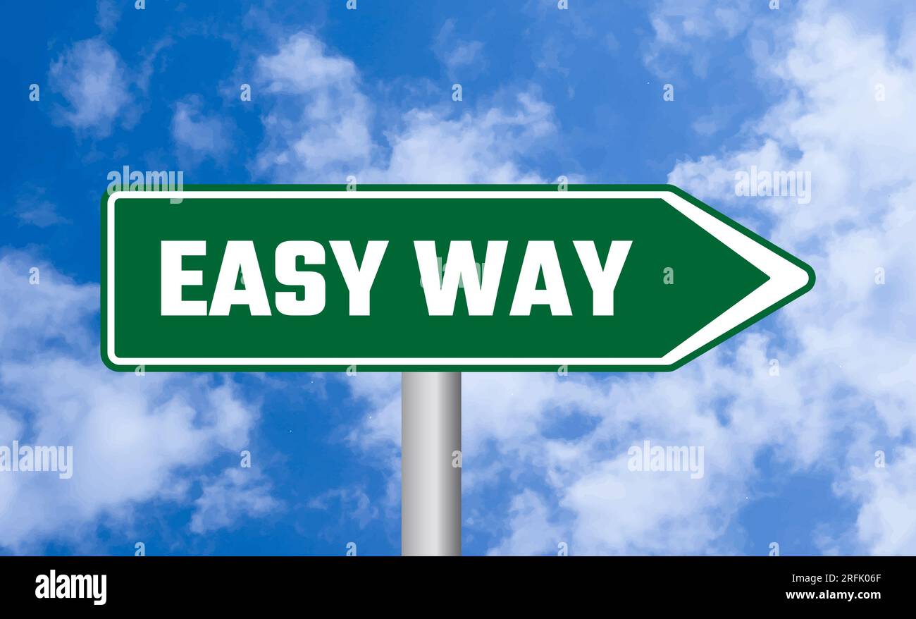 Easy way road sign on blue sky background Stock Photo - Alamy