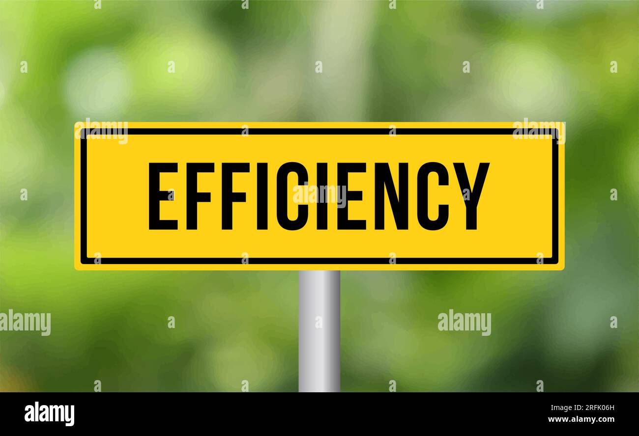 Efficiency road sign on blur background Stock Photo - Alamy