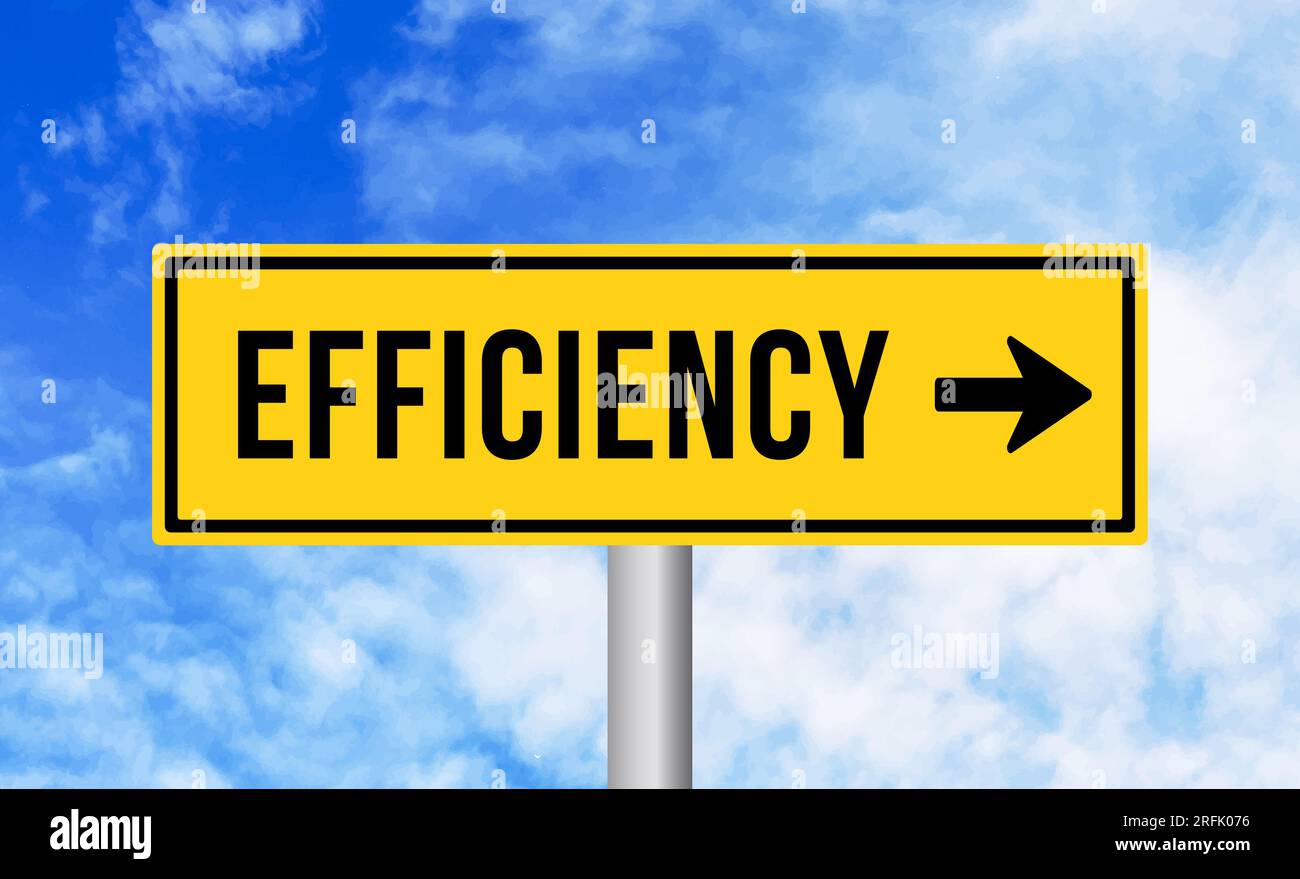 Efficiency road sign on cloudy sky background Stock Photo - Alamy