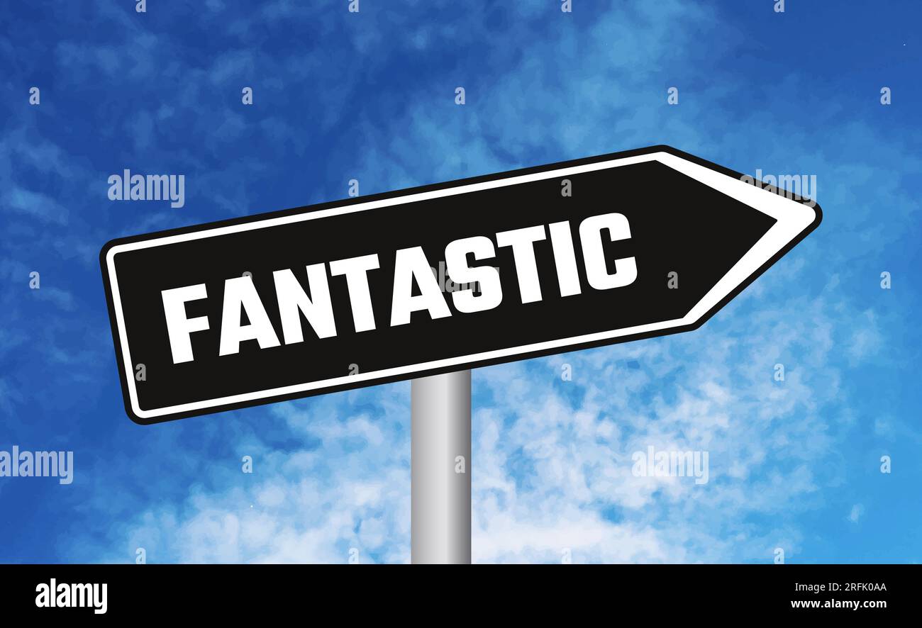 Fantastic road sign on cloudy sky background Stock Photo - Alamy