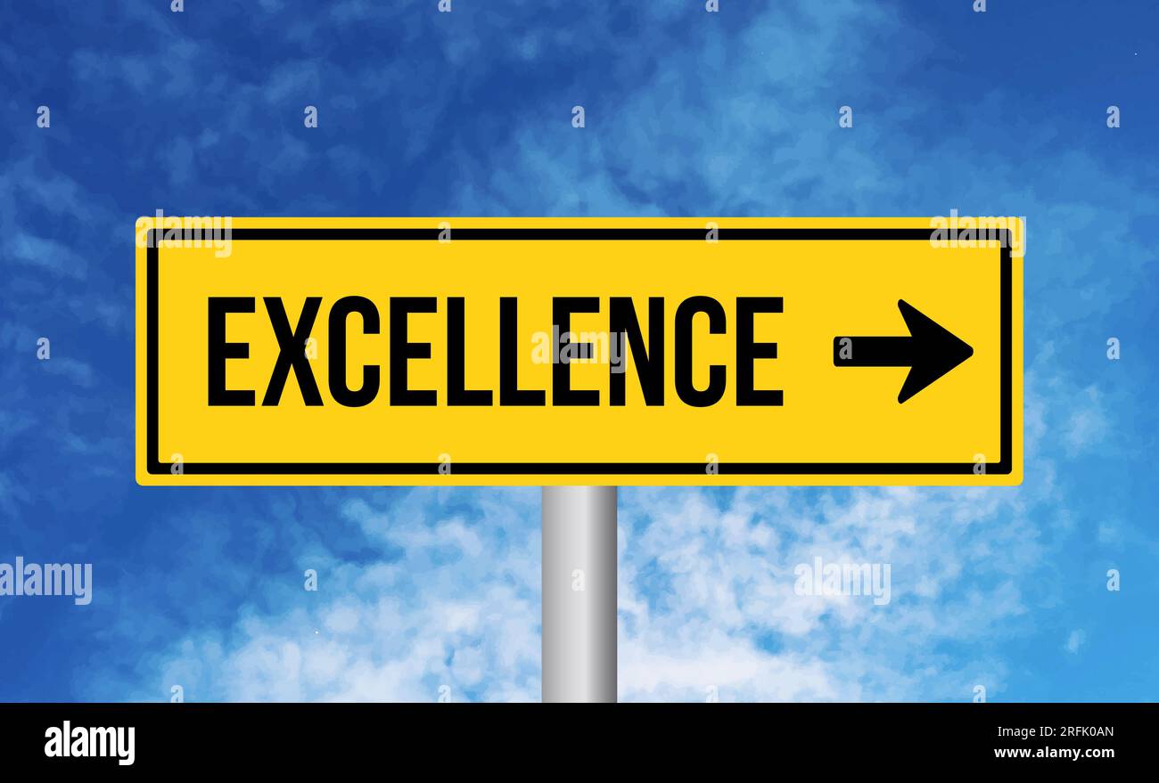 Excellence road sign on blue sky background Stock Photo - Alamy
