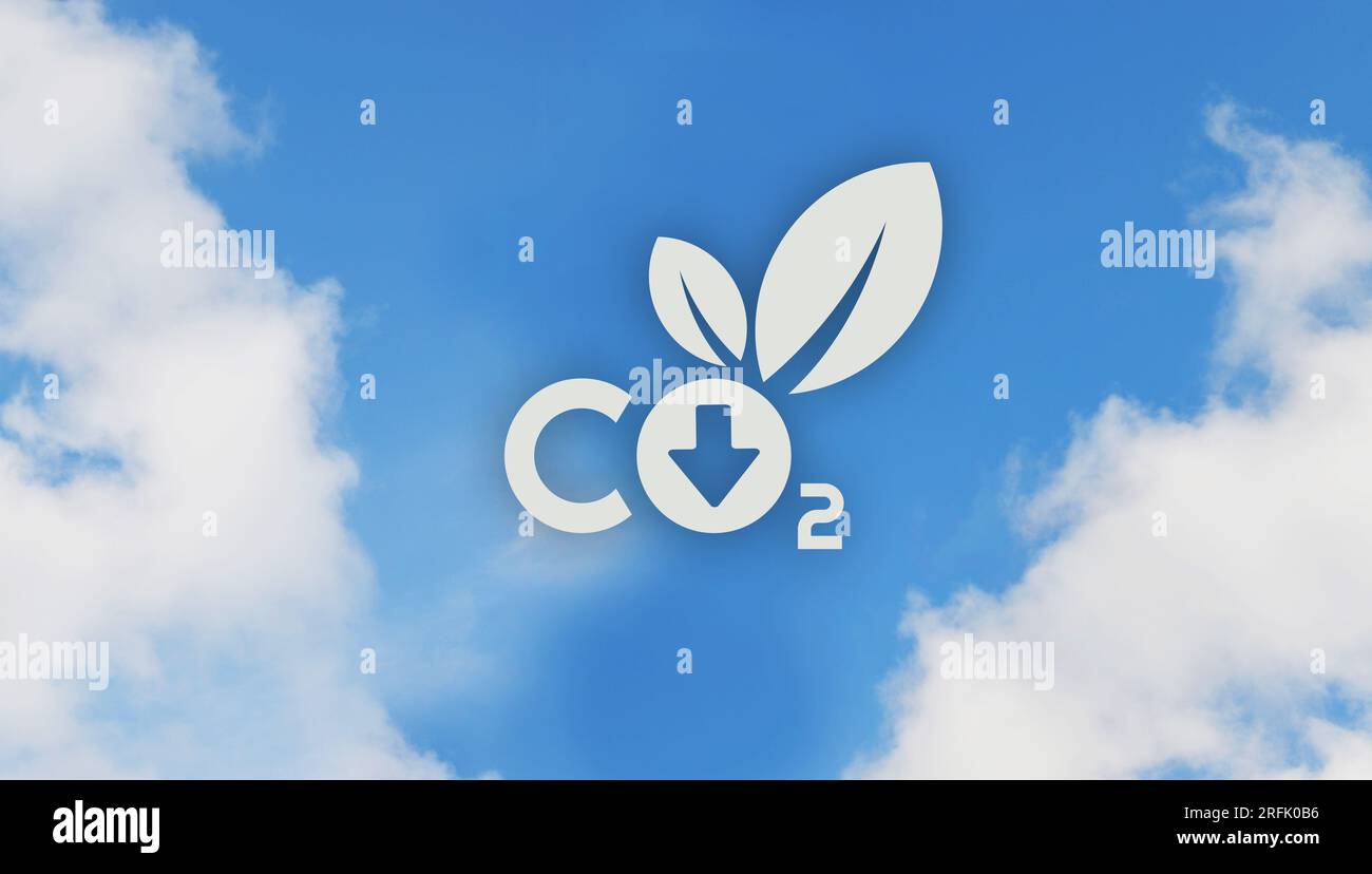 reducing CO2 emissions to stop climate change sign Stock Photo - Alamy