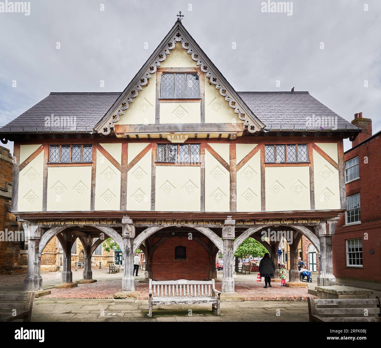 The old grammar school in the Square at Market Harborough, England ...