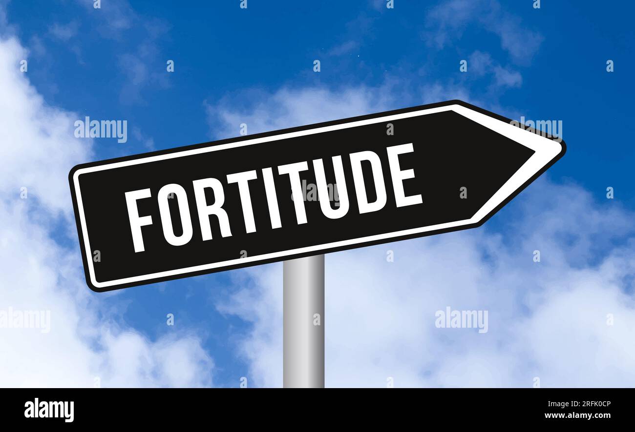 Fortitude road sign on sky background Stock Photo - Alamy