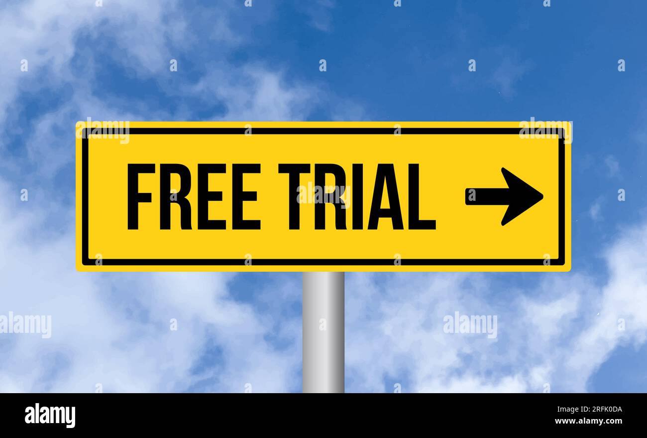Free trial road sign on sky background Stock Photo - Alamy