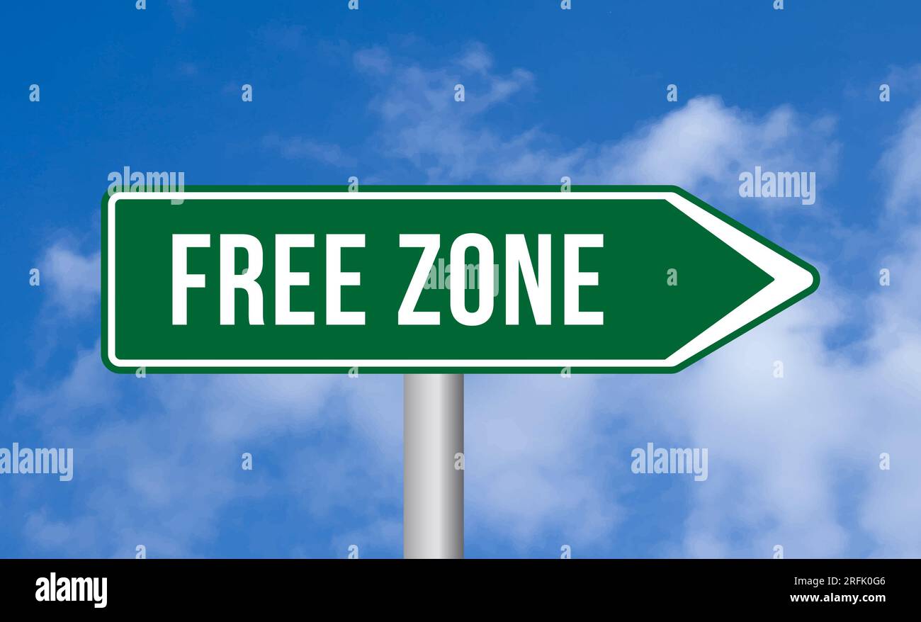Free zone road sign on blue sky background Stock Photo - Alamy